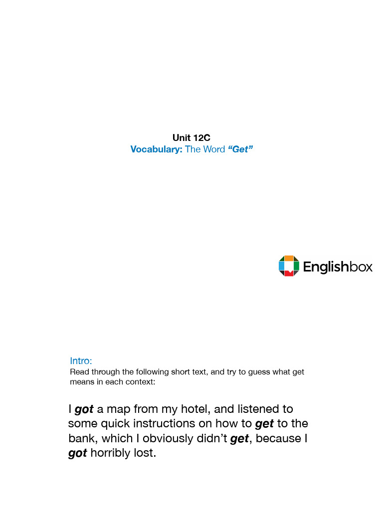 Lesson 38 Expressions With Get Phrasal Verbs With Get PDF | PDF