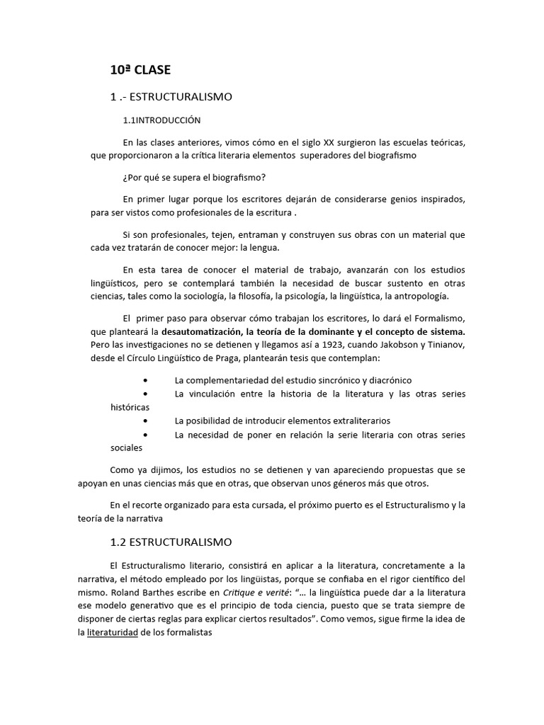 10a. Clase Estructuralismo | PDF | Lingüística | Comunicación humana