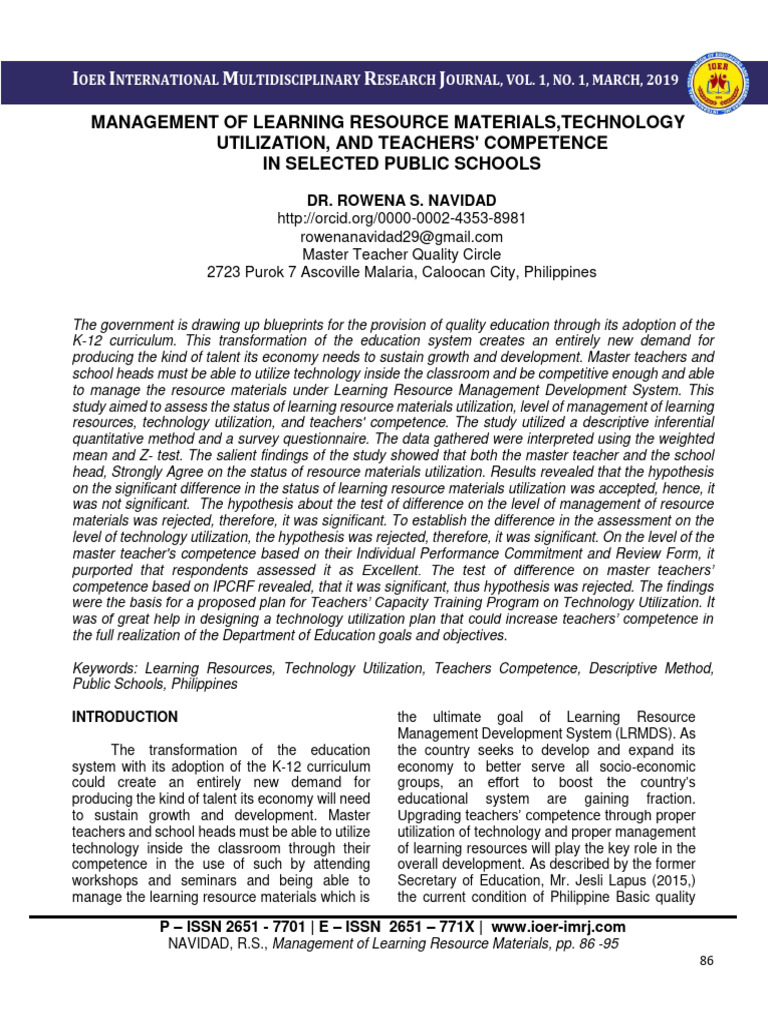 Management of Learning Resource Material | Download Free PDF | P Value ...