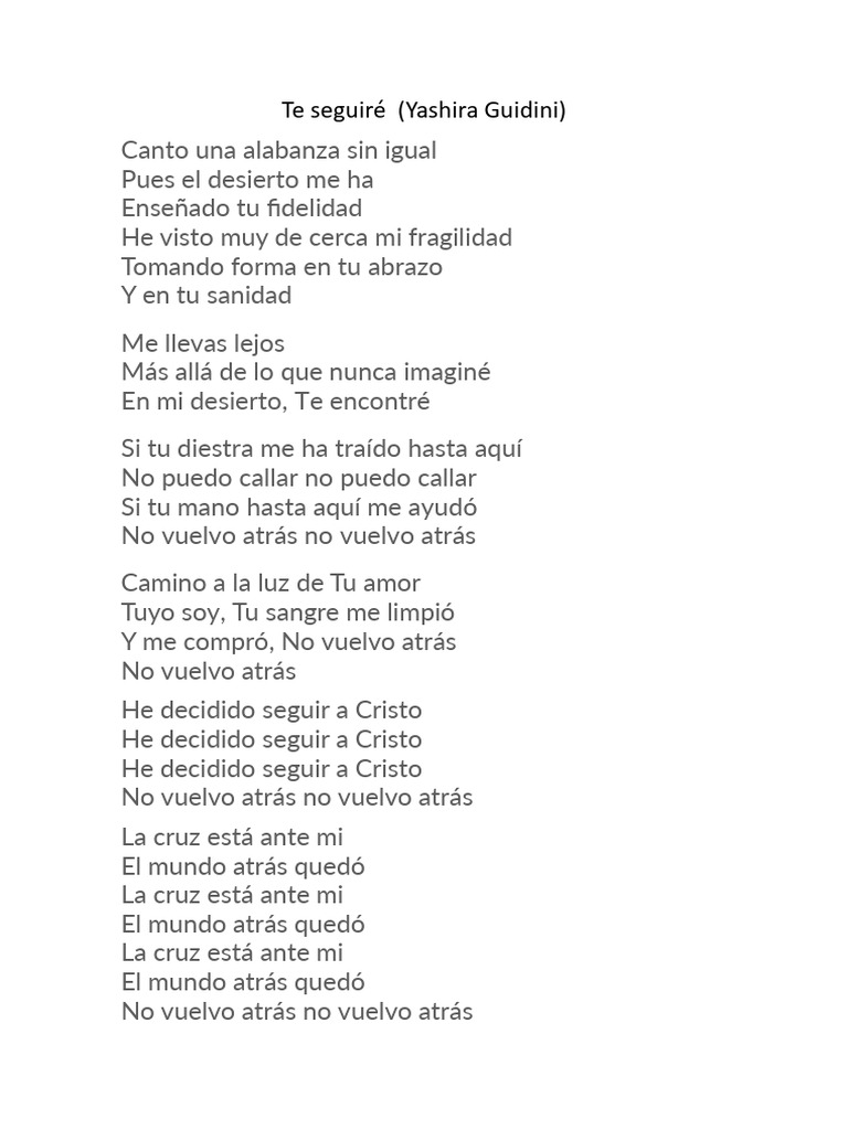 Te Seguiré (Yashira Guidini) | PDF
