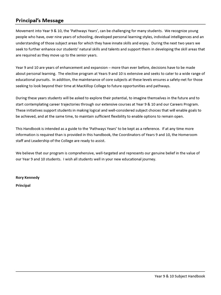 2023 Year 9 and 10 Subject Handbook Final | PDF | Educational Assessment | Dances