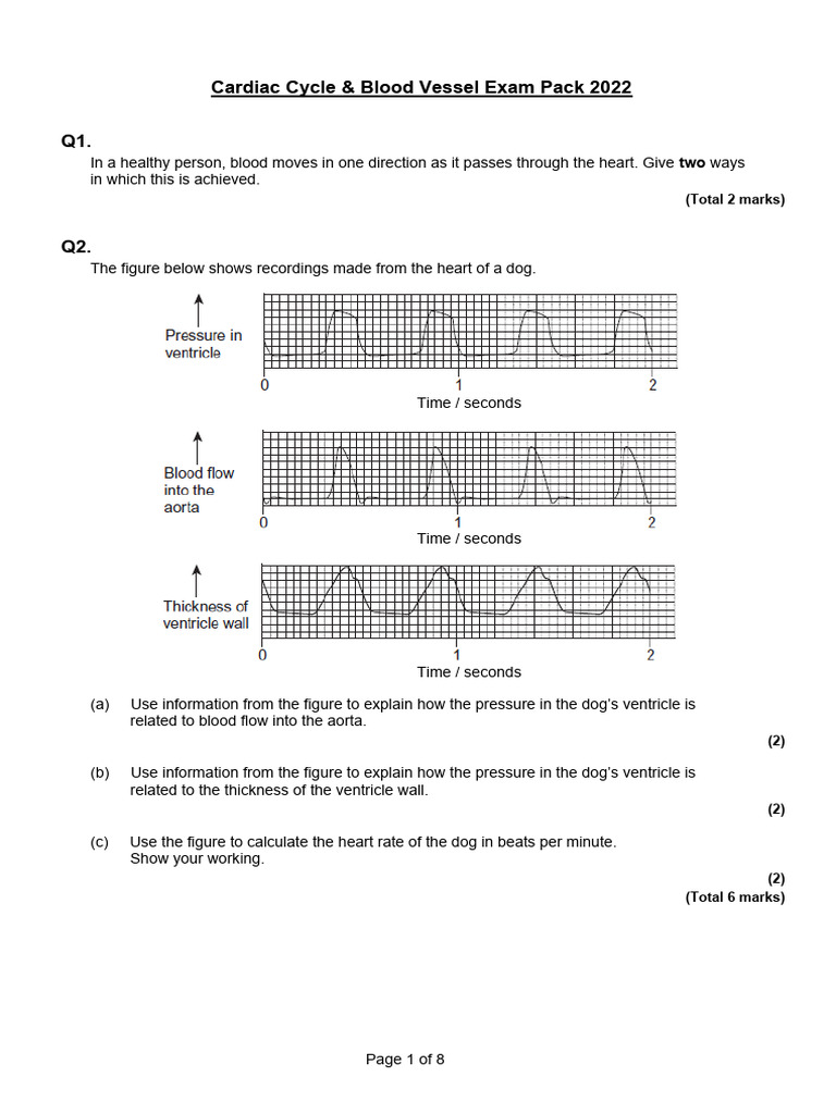 Cardiac Cycle & Blood Vessel Exam Guide | PDF | Heart | Heart Valve