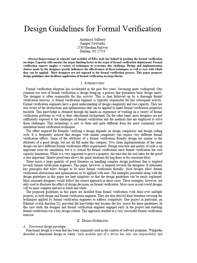 Design Guidelines For Formal Verification | PDF | Formal Verification | Network Packet