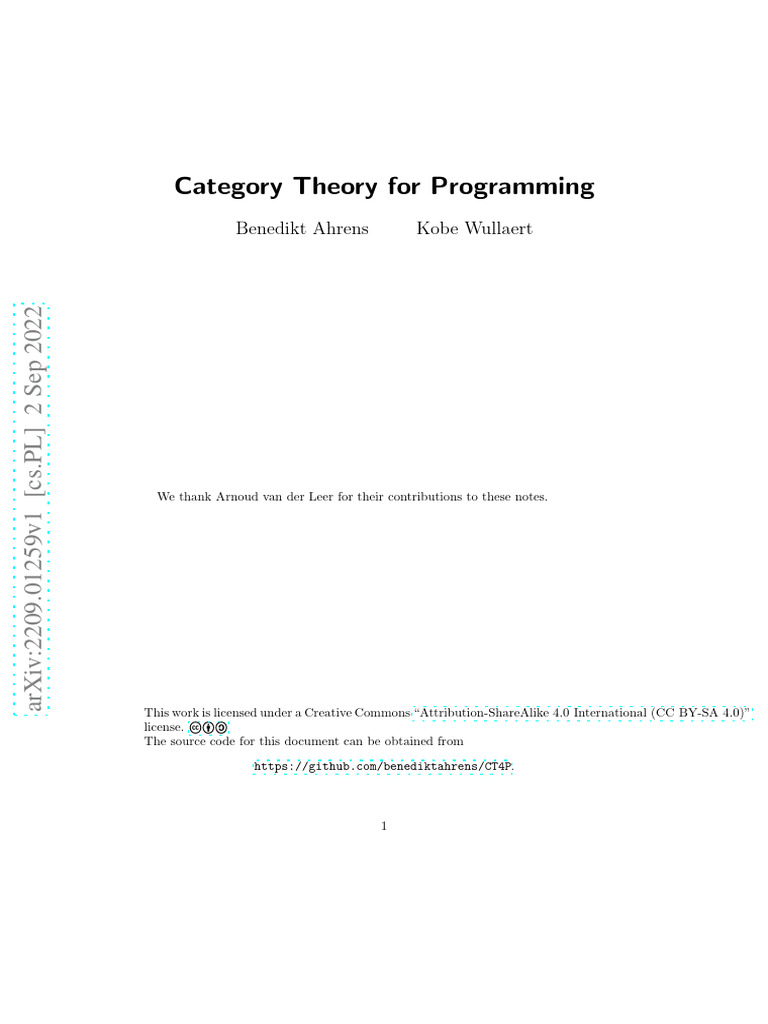 Category Theory For Programming | PDF | Category Theory | Mathematical Relations