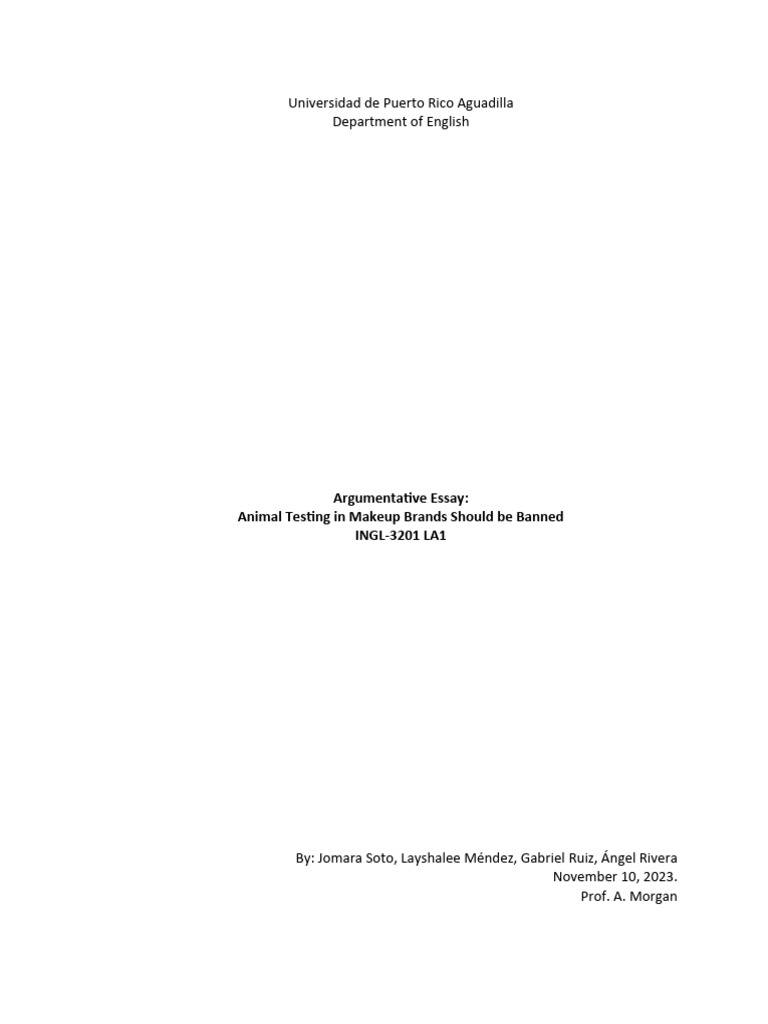 Argumentative Essay | PDF | Cosmetics | Animal Testing