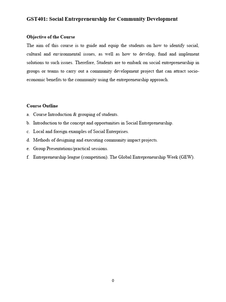 Social Entrepreneurship Course Guide | PDF