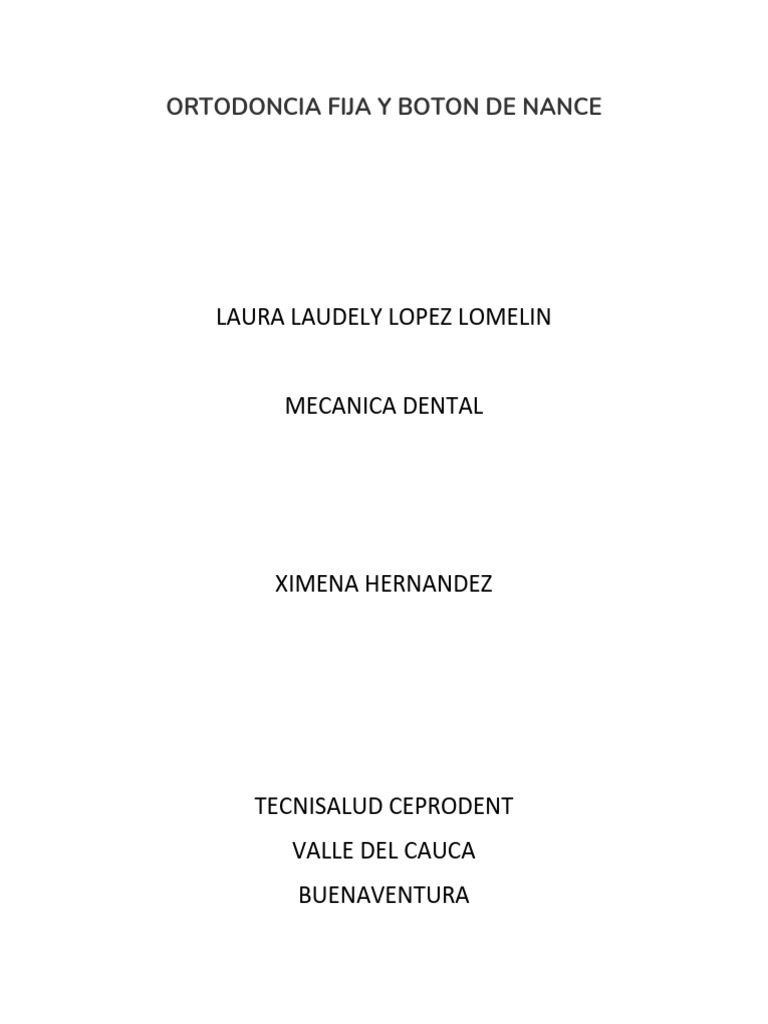 Boton de Nance | PDF | Ortodoncia | Ramas de Odontología