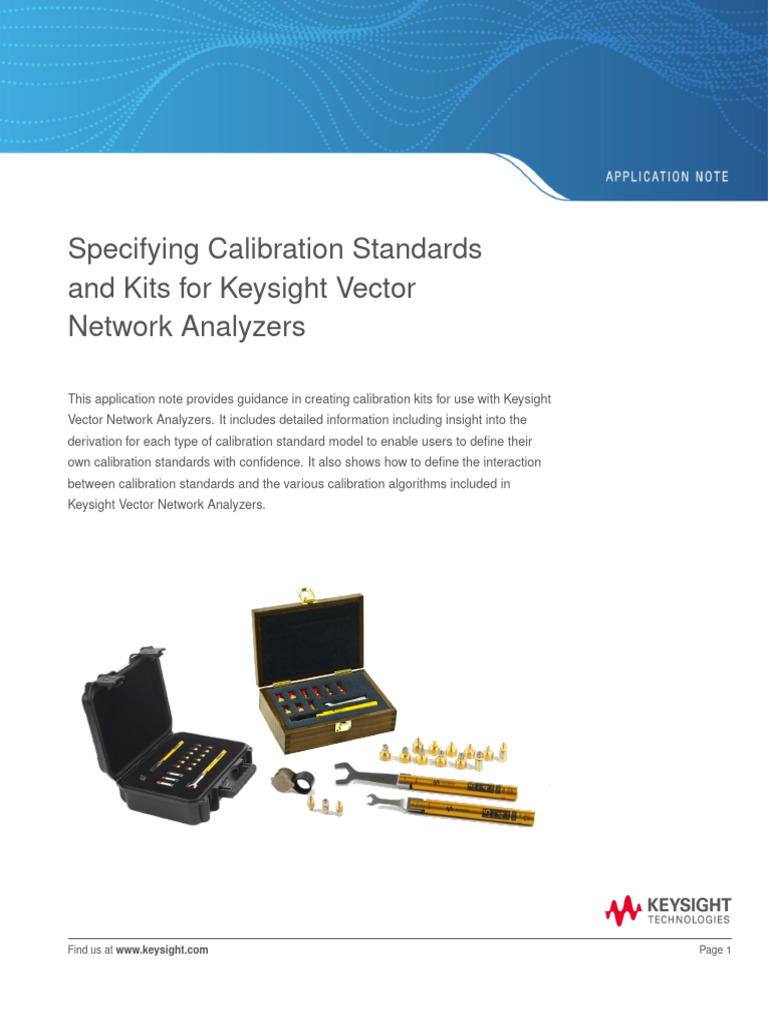 Specifying Calibration Standards and Kits For Keysight Vector Network ...