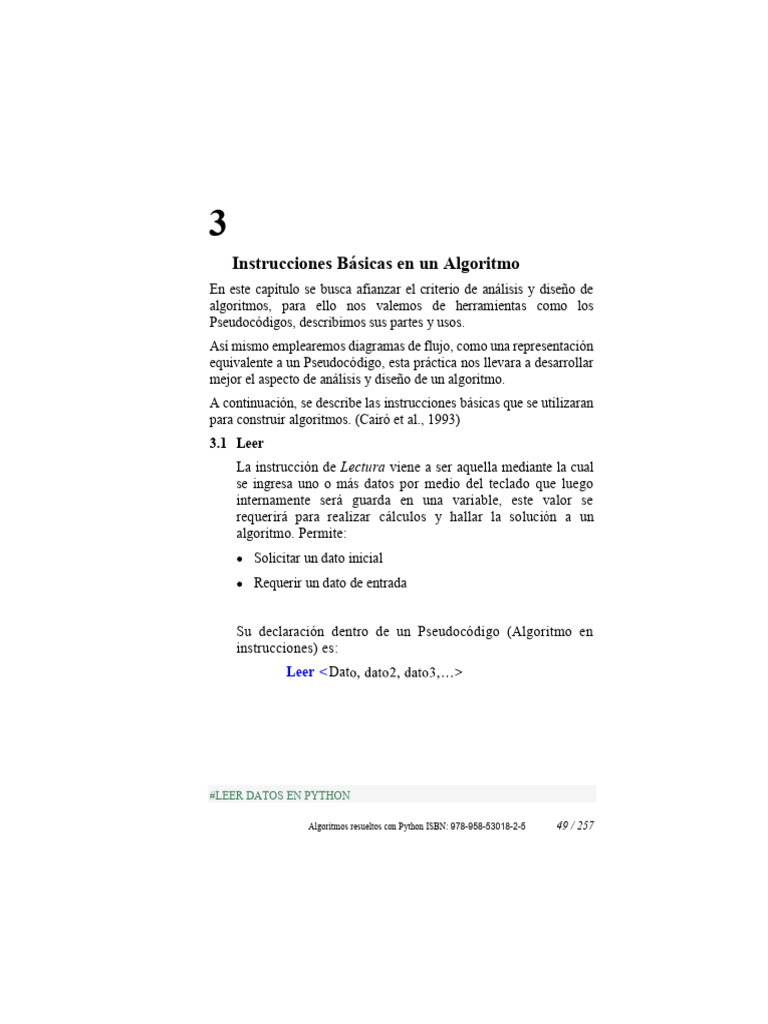 Capitulo 3 Algoritmos y Programacion Python - Parte 1 (49-68) | PDF | Algoritmos | Python ...