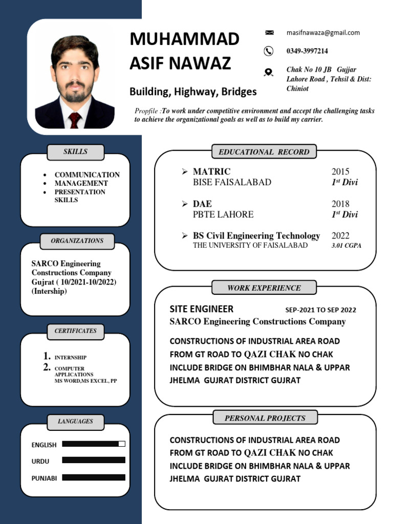 Muhammad Asif Nawaz CV Format Feb 2023 | PDF