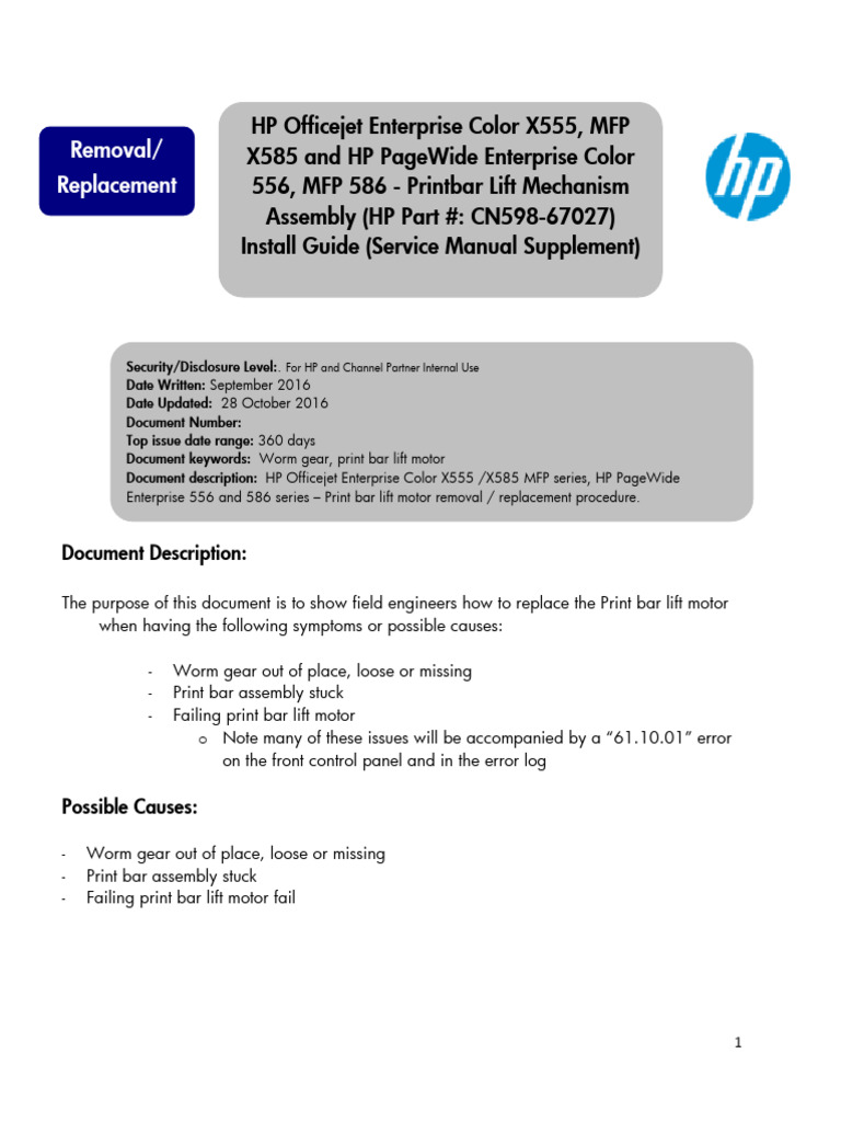 HP Officejet Enterprise Color X555, MFP X585 and HP PageWide Enterprise ...