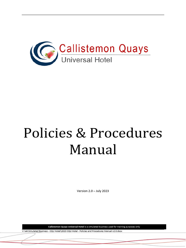 2023 CQU Hotel - Policies and Procedures Manual v2.0 | PDF