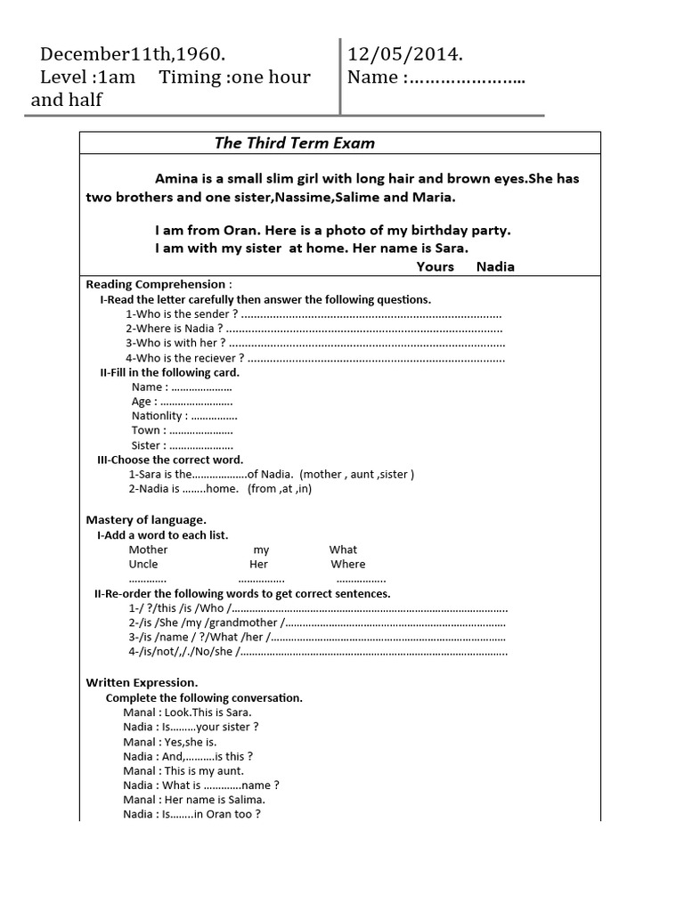 The Third Term Exam1am | PDF