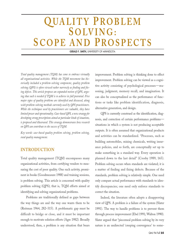 Expanding Quality Problem Solving in TQM | PDF | Caesarean Section | Design