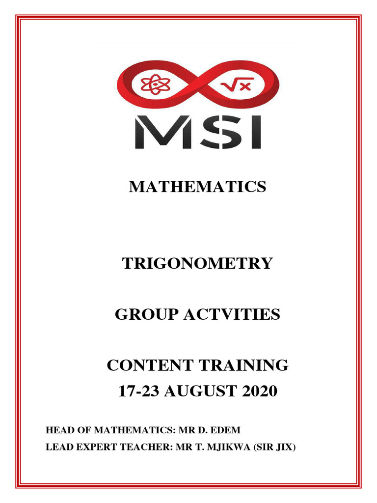 Trigonometry - Workshop | PDF