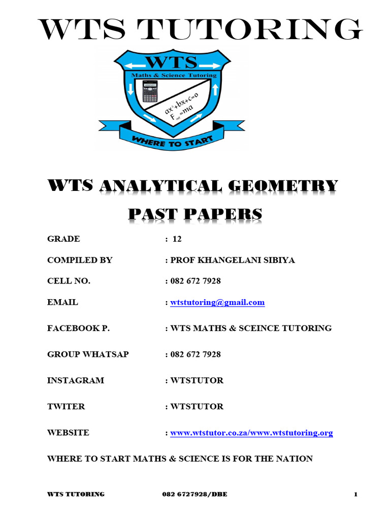 2022 Wts 12 Analytical Geometry Questions | PDF