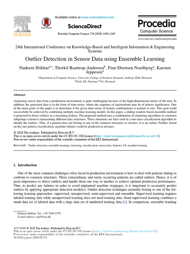 Outlier Detection In Sensor Data Using Ensemble Learning Pdf