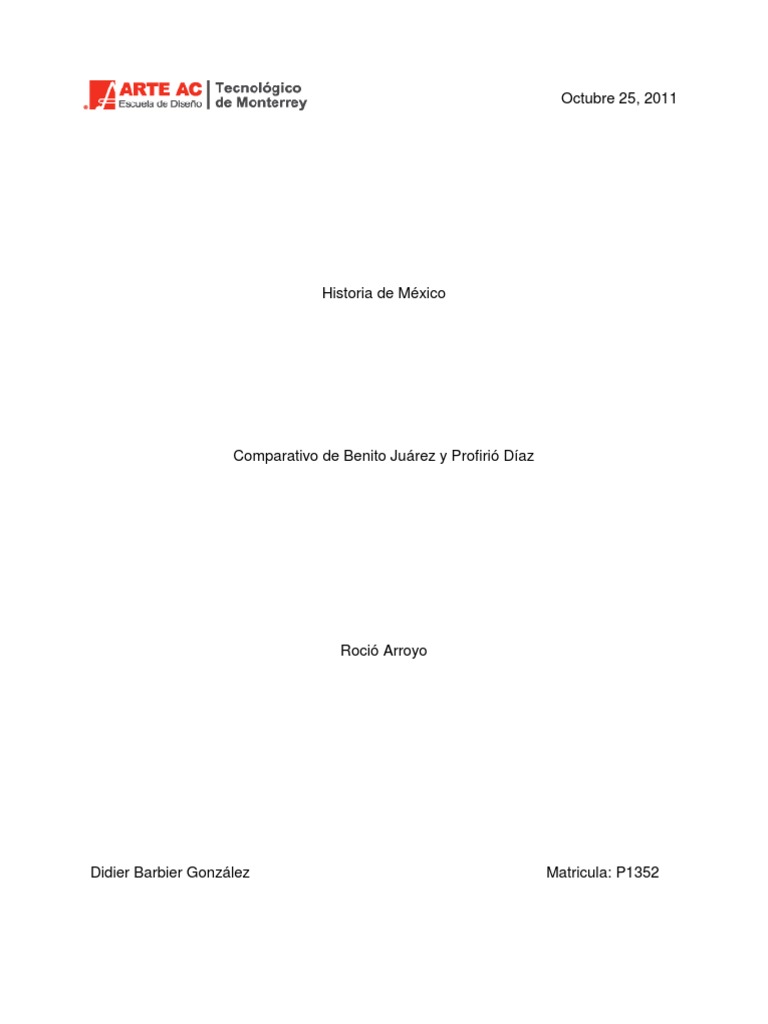 Comparativo de Porfirio Diaz y Benito Juarez | PDF | México | Gobierno
