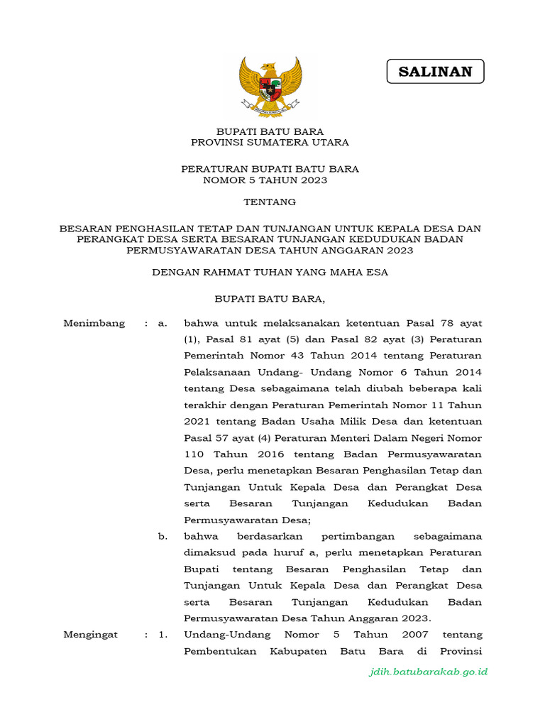 Perbup No 5 Tahun 2023 | PDF