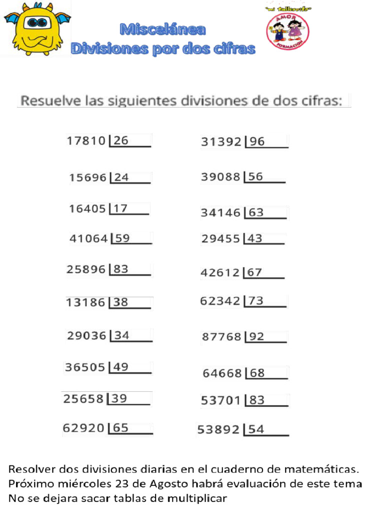 Miscelanea Divisiones Por Dos Cifras | PDF