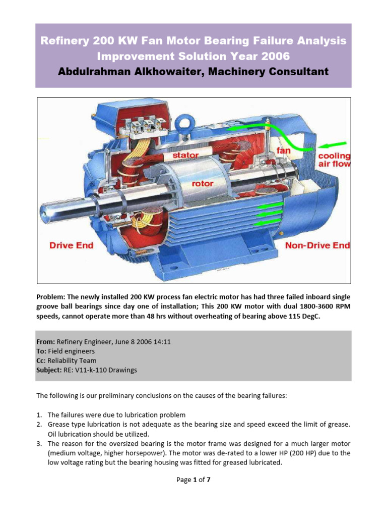 Resolving Bearing Failures of Refinery 200 KW Fan-Motor | PDF | Bearing ...