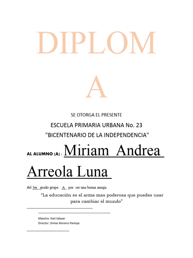 Diplomas de Itzel | PDF | Ciencias sociales | Relaciones personales ...