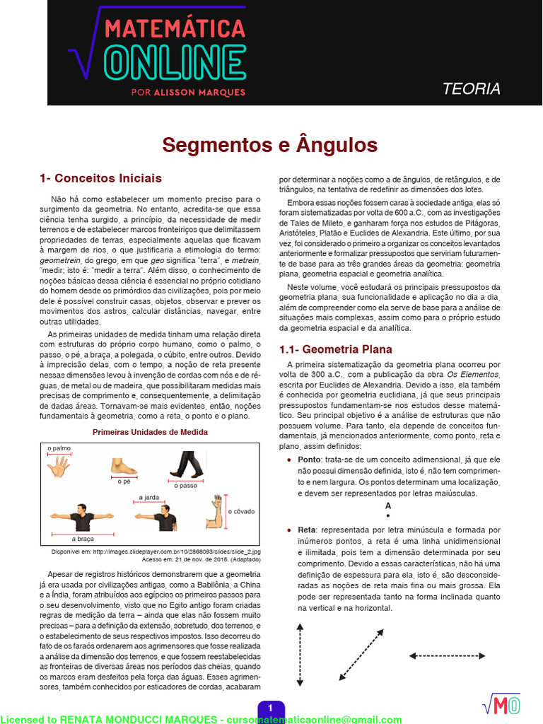 Teoria de Segmentos e Ângulos | Download grátis PDF | Ângulo | Linha ...