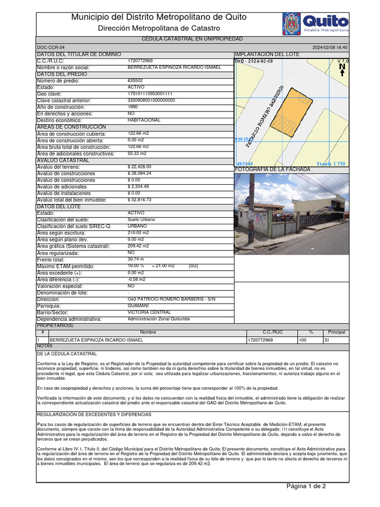 CedulaCatastral 635502 | PDF | Propiedad
