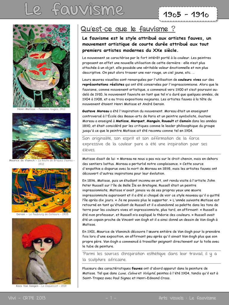 Fauvisme | PDF | Vincent Van Gogh | Artiste