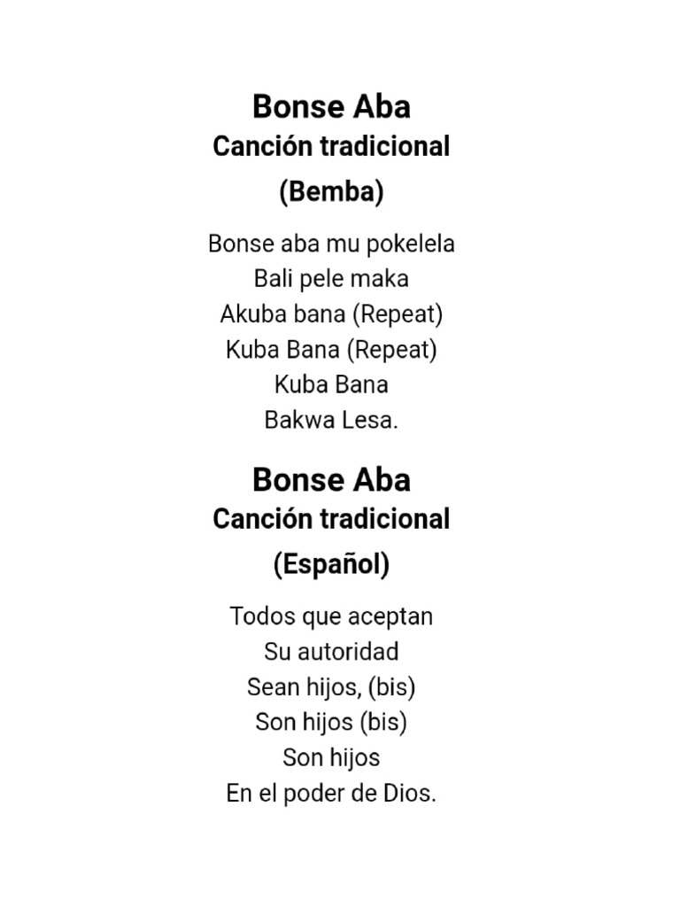 Letra Bonse Aba | PDF