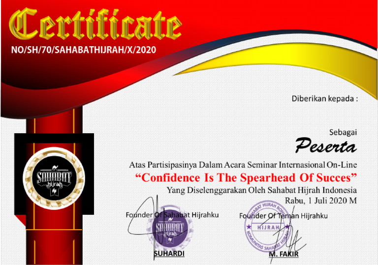 Sertifikat Peserta Batch 70 | PDF