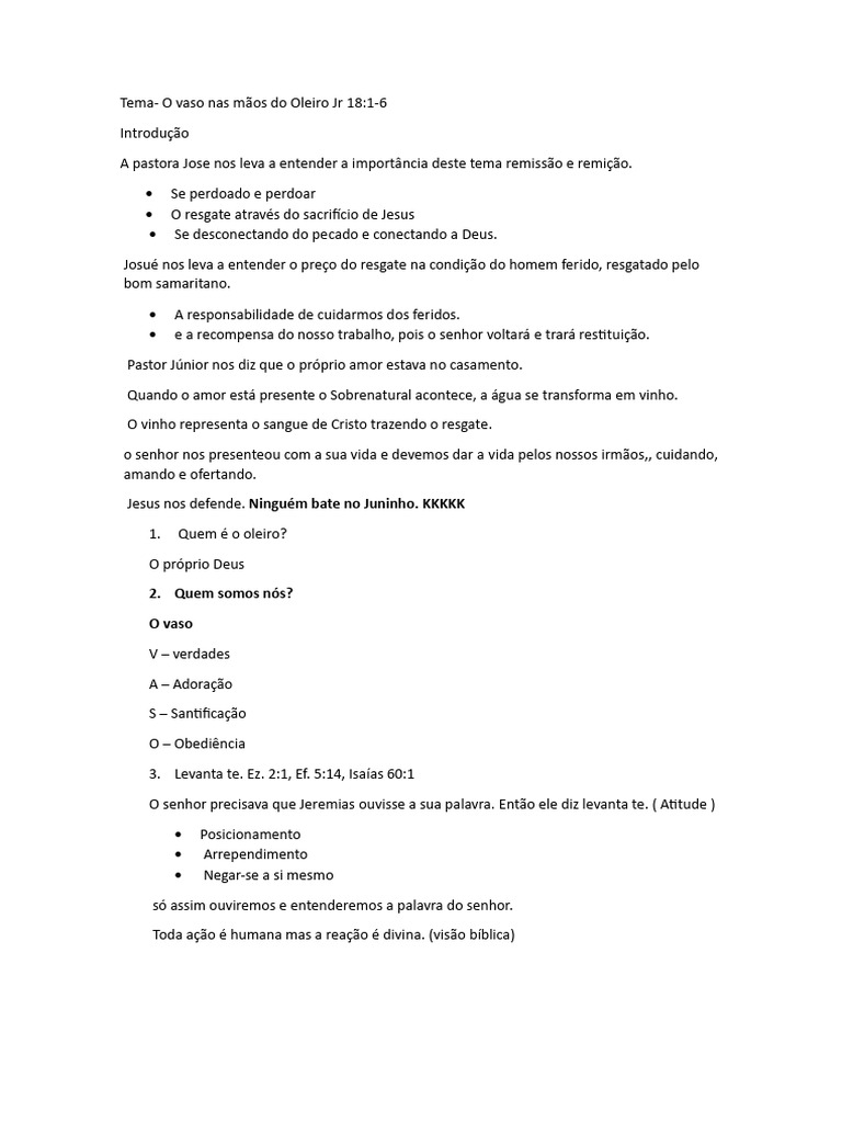 Vaso Nas Mãos Do Oleiro Pdf Amor Crença E Doutrina Religiosa