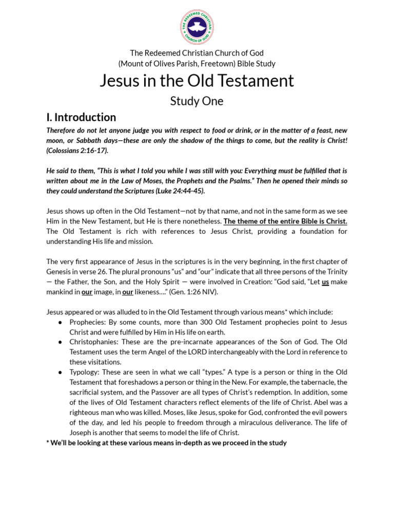 Jesus in The Old Testament Study 1 | Download Free PDF | Jesus | Old ...