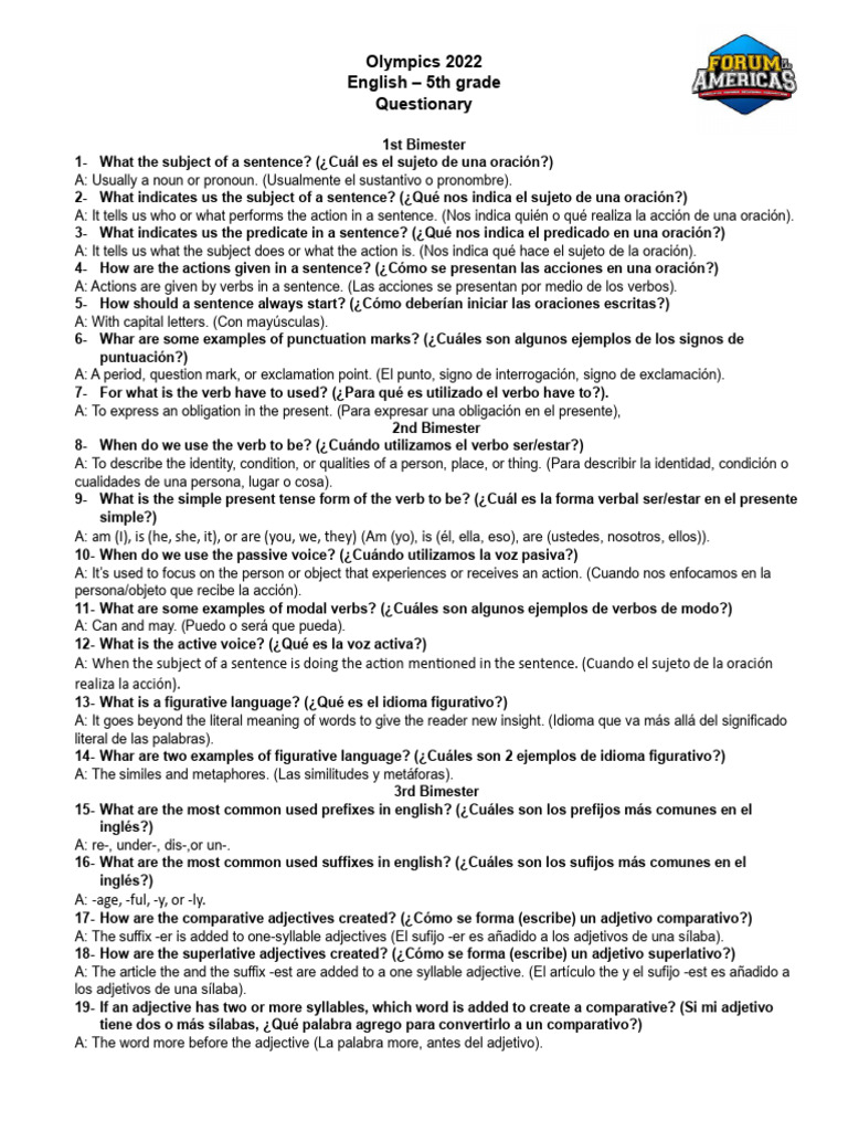 Olympics 2022 5th | PDF | Asunto (gramática) | Verbo