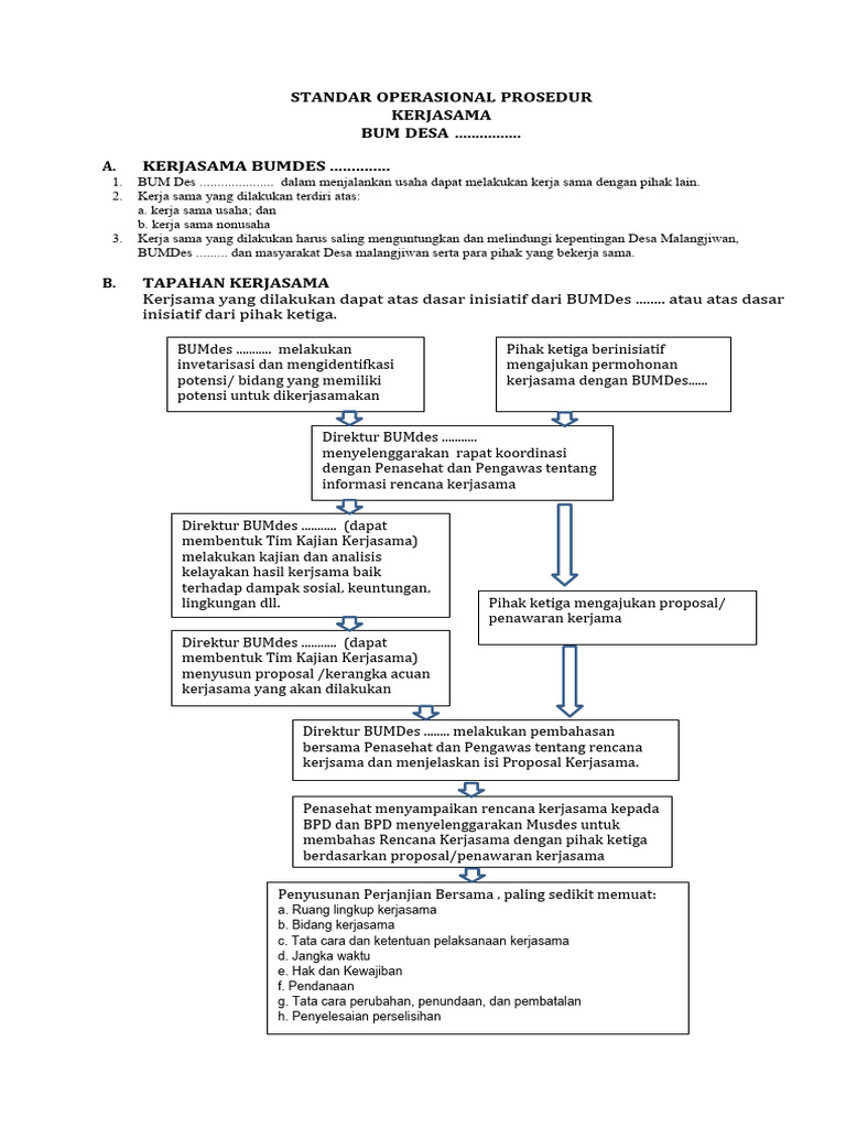 Sop Kerja Sama Bumdes | PDF | Pengelolaan Keuangan & Uang