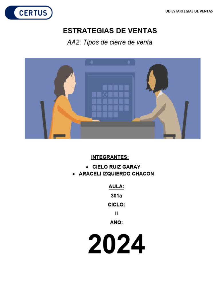 AA2 Estrategia de ventas - Tipos de ventas Guión | PDF | Bancos | Business