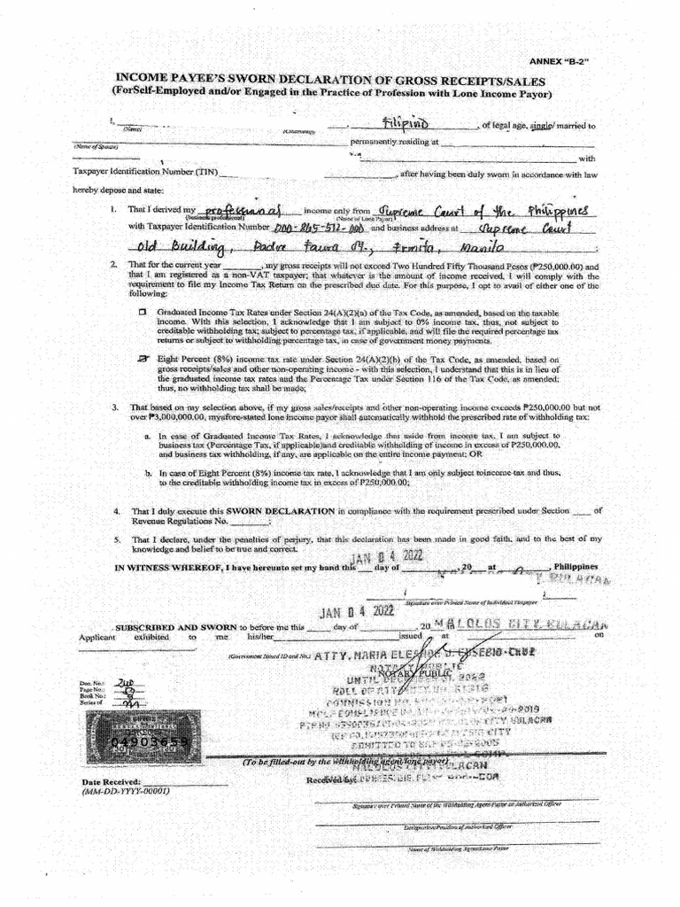 D. Sample BIR Forms | PDF | Public Law | Taxes