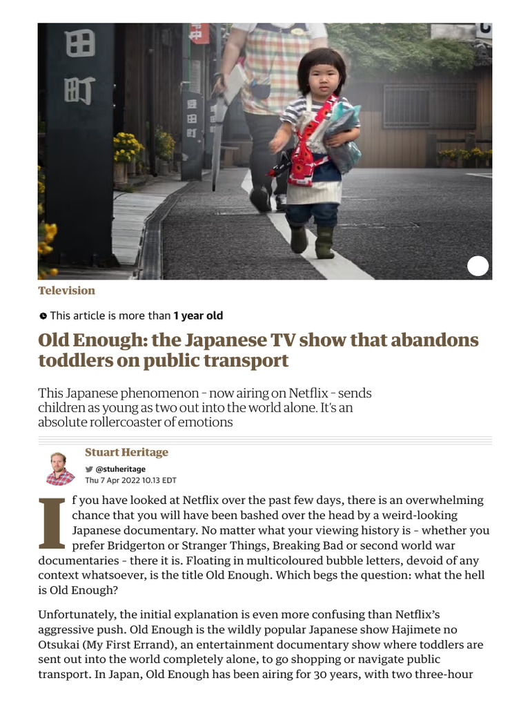 Old Enough - The Japanese TV Show That Abandons Toddlers On Public ...