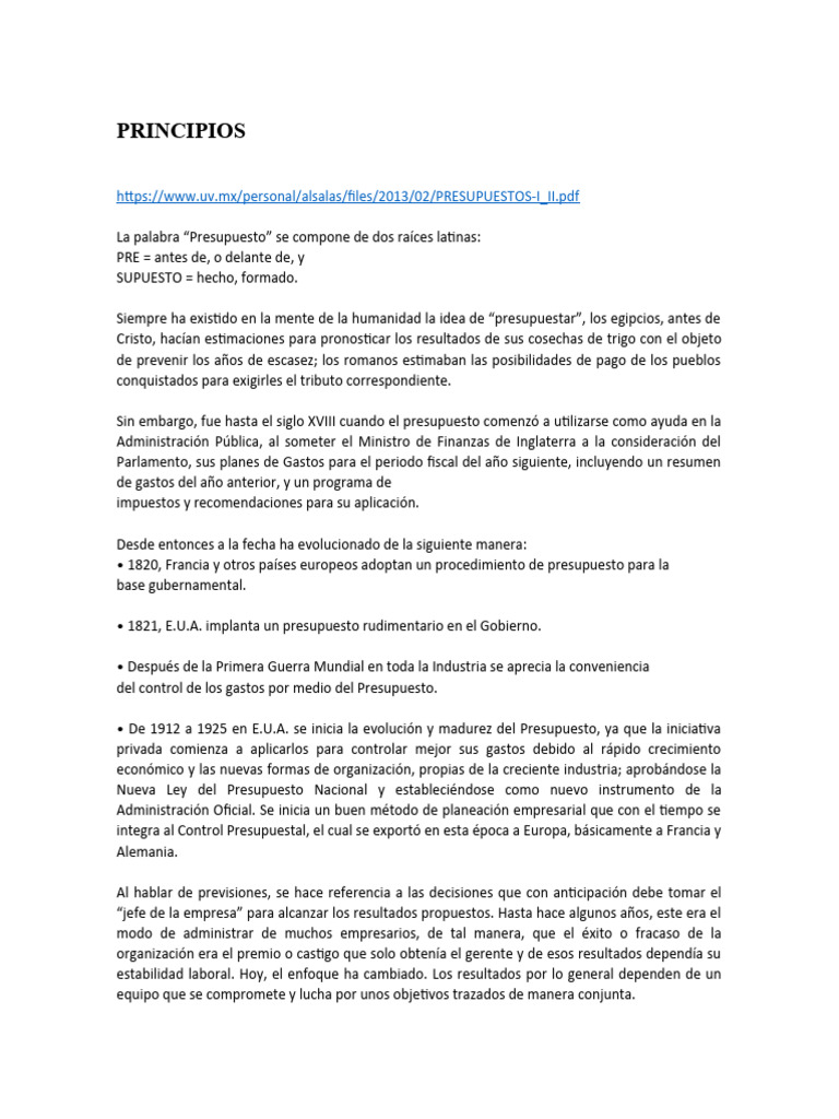 PRINCIPIOS Del Presupuesto | PDF | Presupuesto | Business