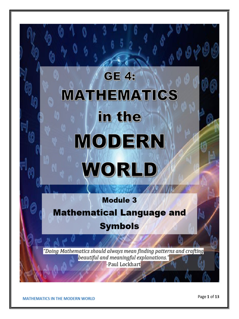 MODULE 1 GE 4 MMW Pattern and Sequences | PDF | Truth | English Language