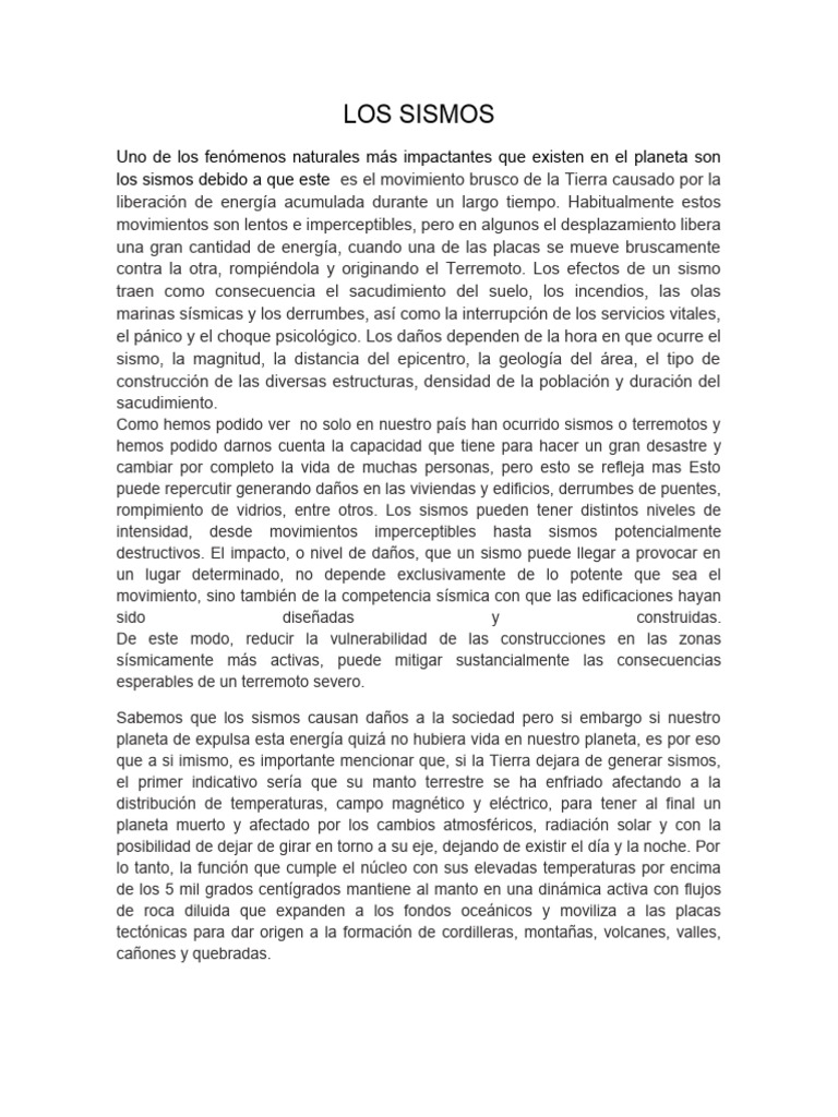Los Sismos | PDF | Temblores | Tierra