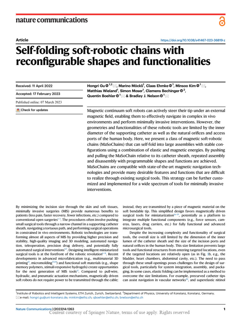 Self-Folding Soft-Robotic Chains With Reconfigurab | PDF | Printed ...