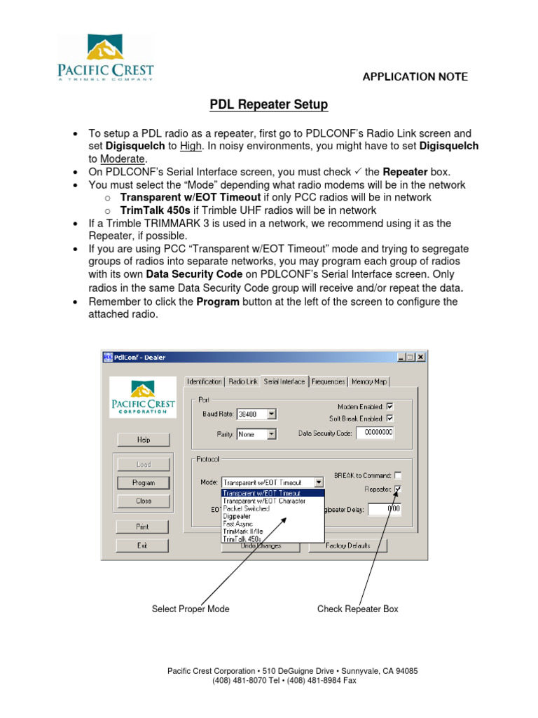 PDL Repeater Setup Guide | PDF