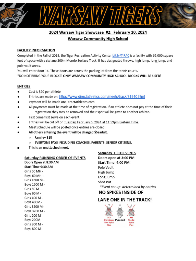 2024 Warsaw Tiger Showcase Details | PDF