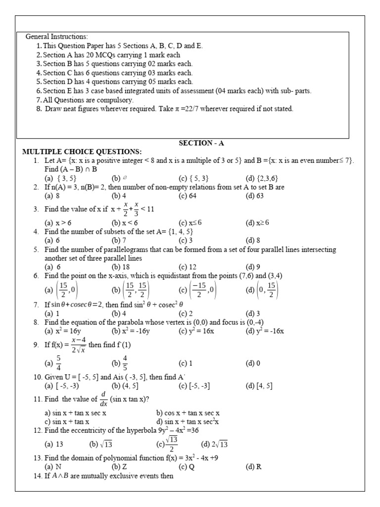 Terminal Exam 2- Maths-qp - Xi | PDF | Ellipse | Mathematical Concepts