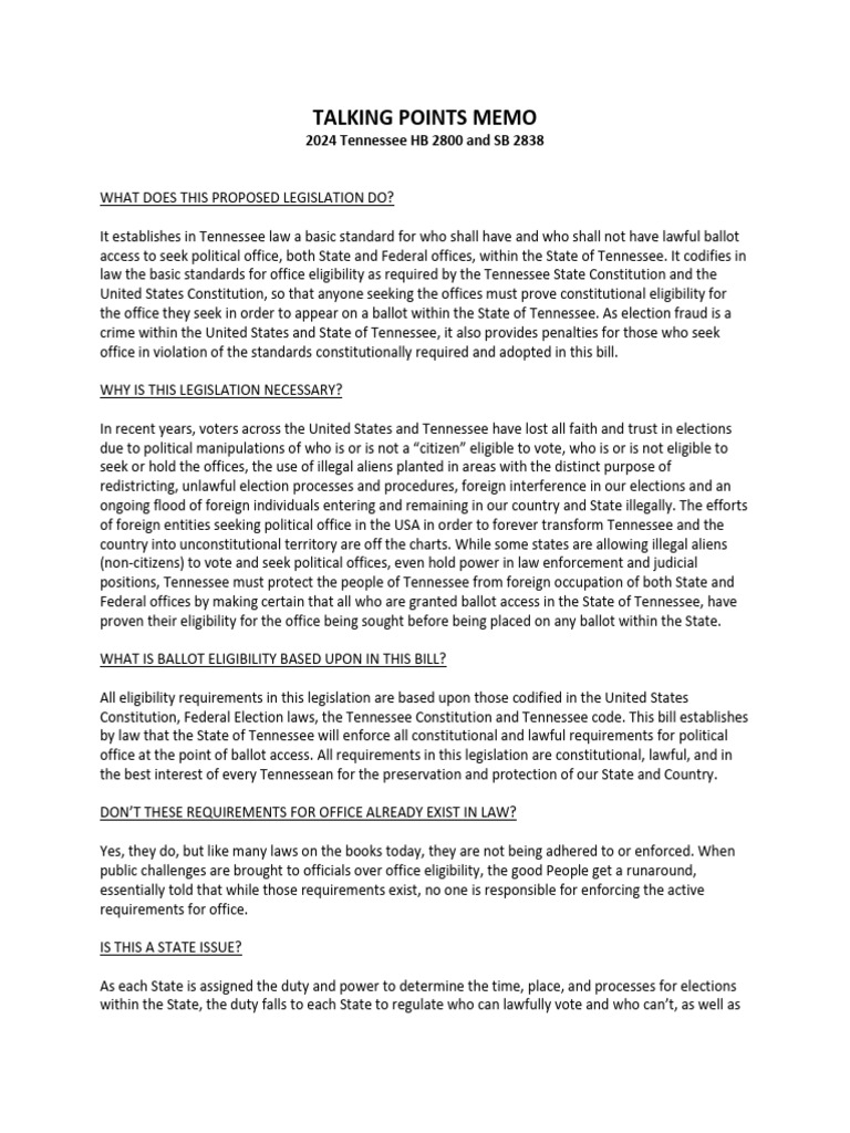 Talking Points Memo | PDF | Naturalization | Citizenship