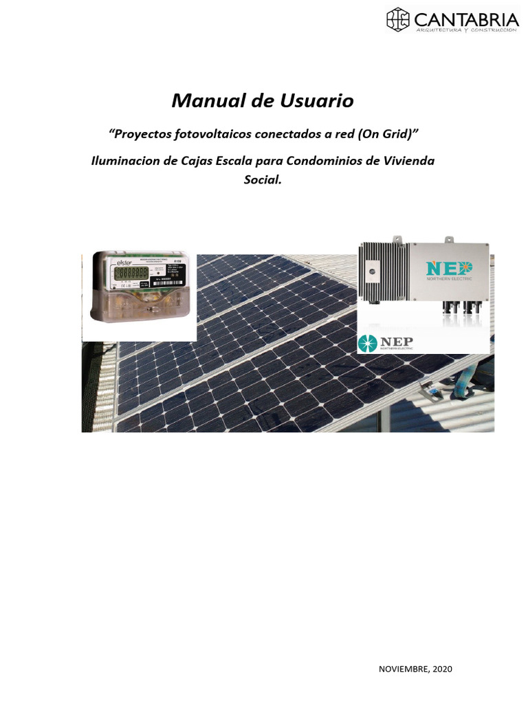 MANUAL DE USUARIOS ON GRID - Agosto 22 | PDF | Fotovoltaica | Sistema fotovoltaico