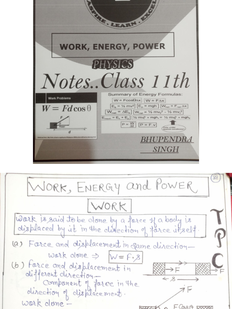 PHYSICS-Work, Power & Energy | PDF