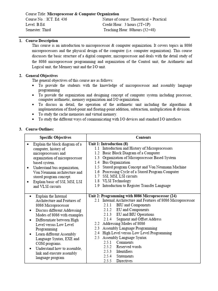 ICT Ed. 436 Microprocessor Computer Organization | Download Free PDF | Central Processing Unit ...
