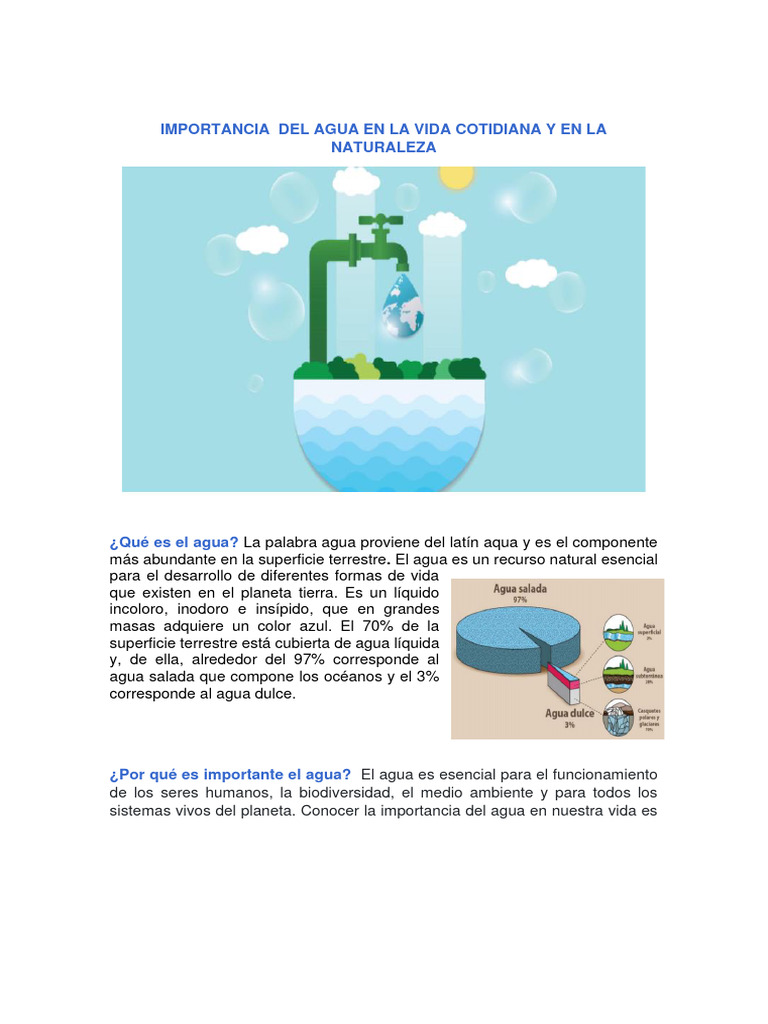 Importancia Del Agua en La Vida Cotidiana y en La Naturaleza | PDF ...